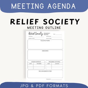 Relief Society Meeting Outline, Relief Society Meeting Template, Relief ...