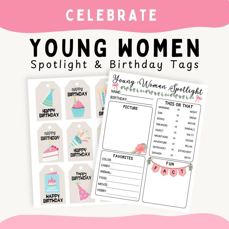 LDS Young Women's Spotlight, Young Women's Birthday Tag, YW Spotlight ...