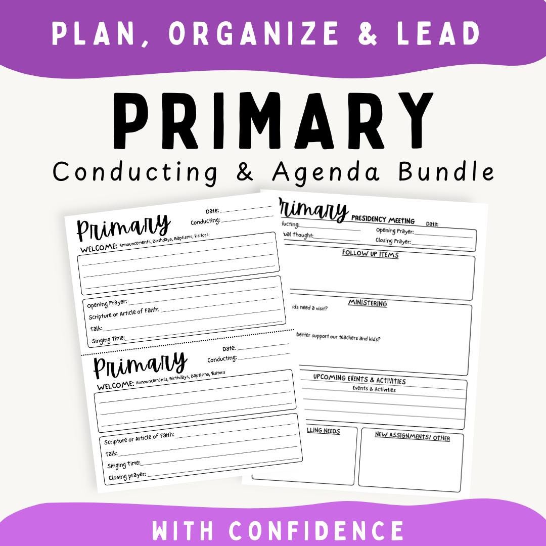 Primary Conducting Outline, Primary Presidency Meeting Agenda and ...