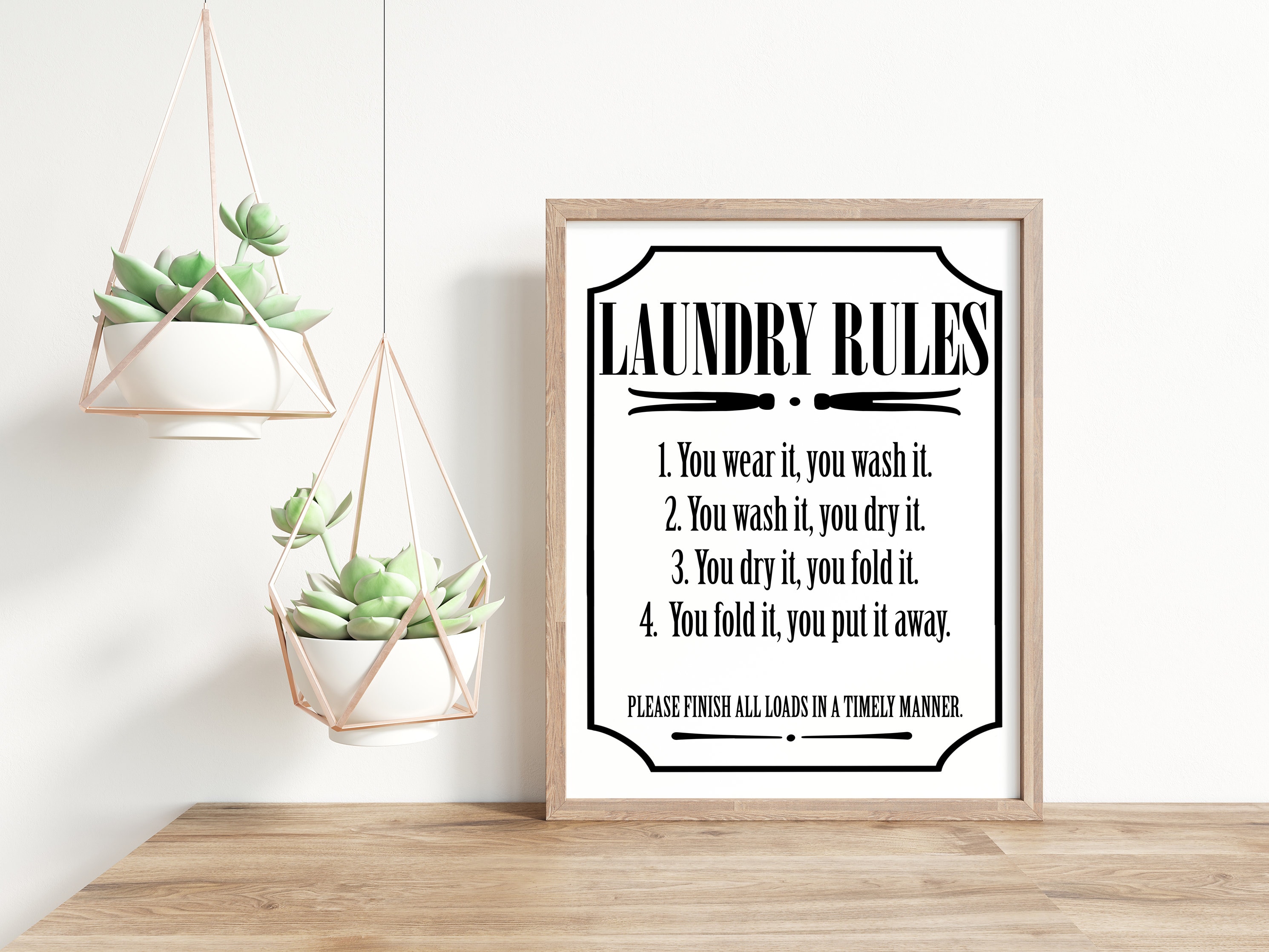 Laundry Room Sign, Laundry Guide, Laundry Rules Print, Farmhouse ...