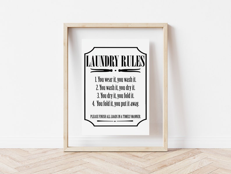 Laundry Room Sign, Laundry Guide, Laundry Rules Print, Farmhouse ...