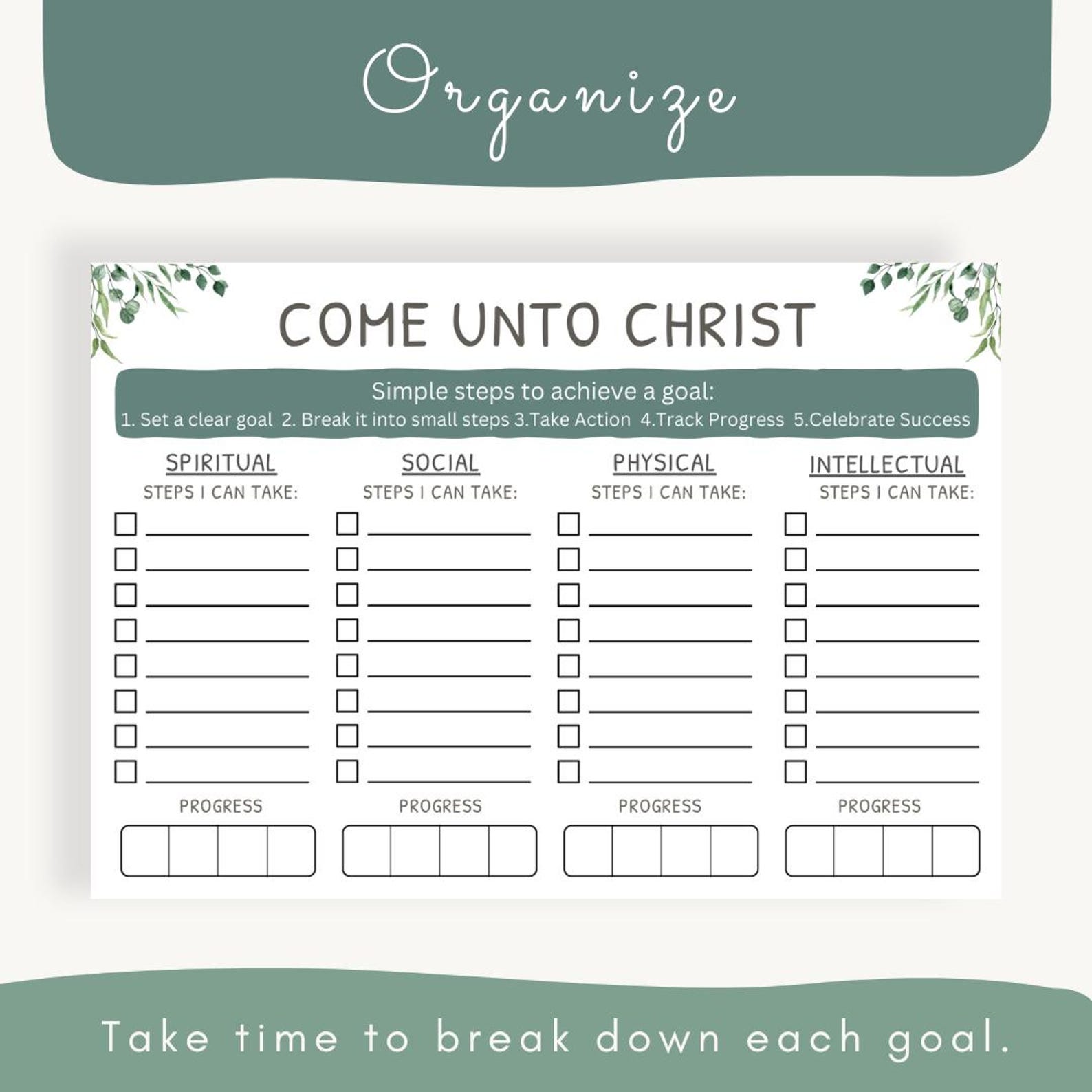 Look Unto Christ Printables, 2025 LDS Goal Setting, Youth Goals ...
