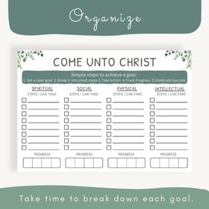 Look Unto Christ Printables, 2025 LDS Goal Setting, Youth Goals ...
