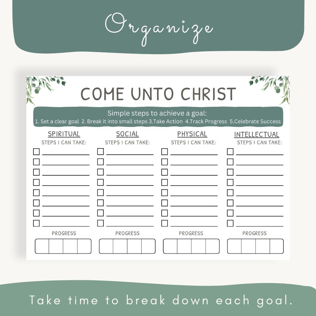 Look Unto Christ Printables, 2025 LDS Goal Setting, Youth Goals ...
