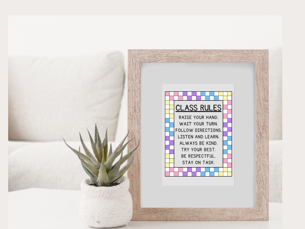 Classroom Rules Digital Download, Class Rules, Retro Classroom Rules ...