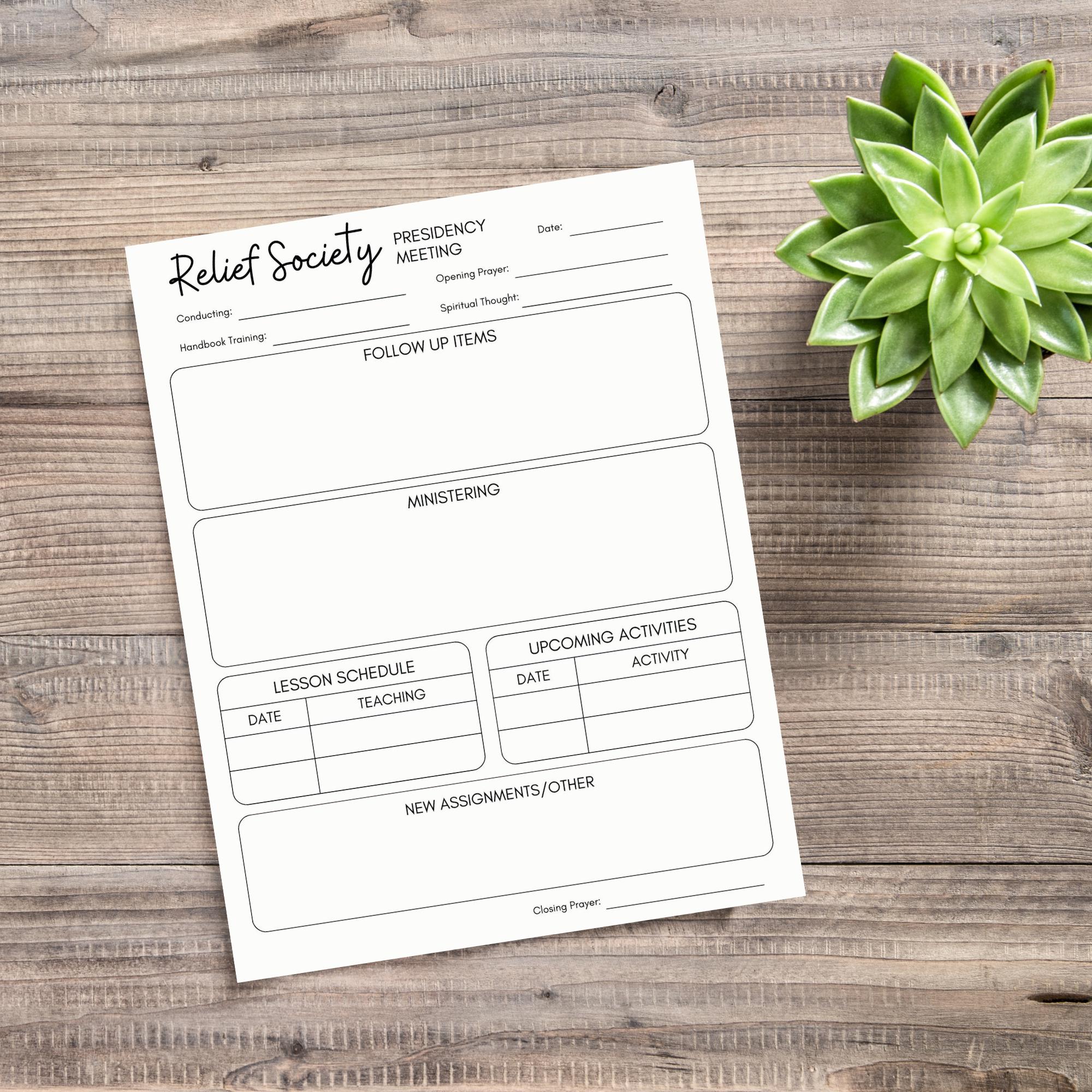 Relief Society Meeting Outline, Relief Society Meeting Agenda and ...