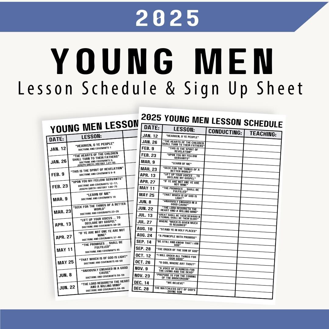 Young Men's Lesson Schedule, LDS Young Men 2025 Lessons, Young Men's ...