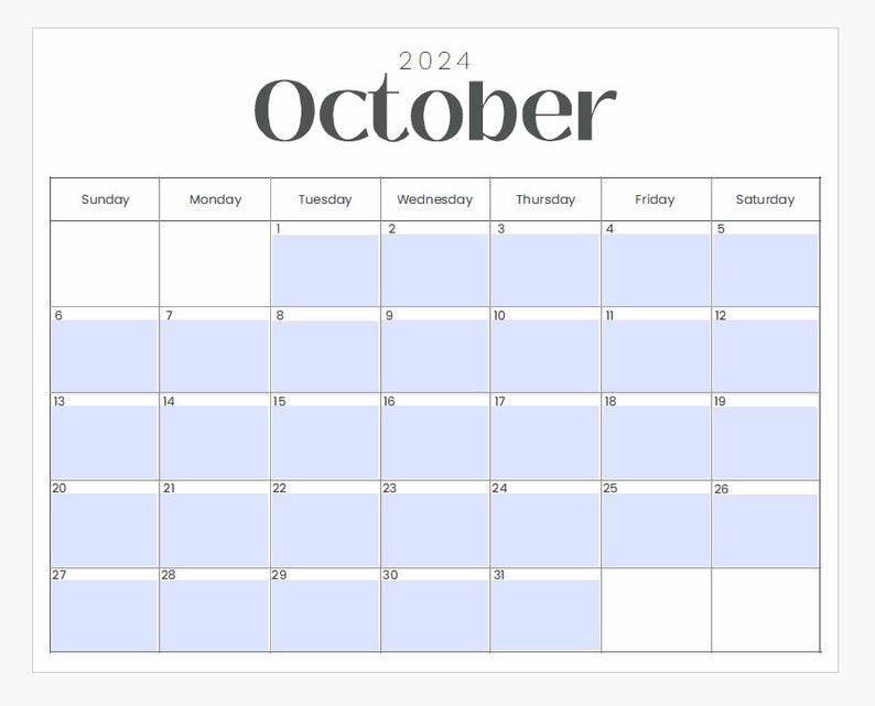 2024 Blank Calendar, Editable 2024 Calendar, Horizontal Fillable ...
