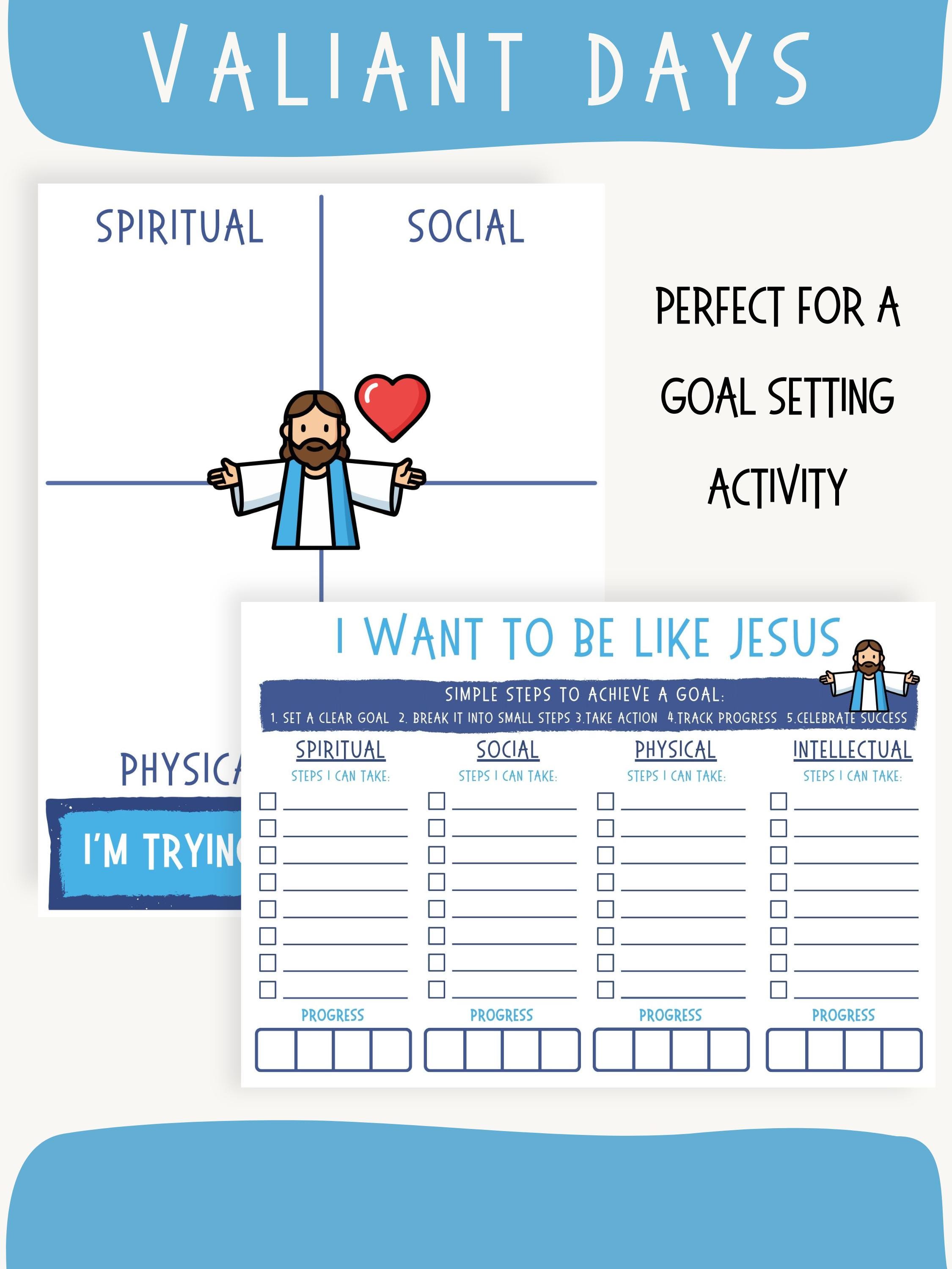 Valiant Activities, Primary Goals Worksheet, Children and Youth Program ...