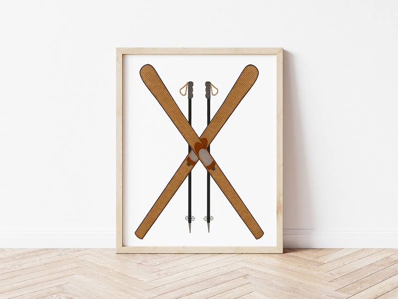 Ski Wall Art Vintage Ski Art Ski Artwork Winter Artwork - Etsy