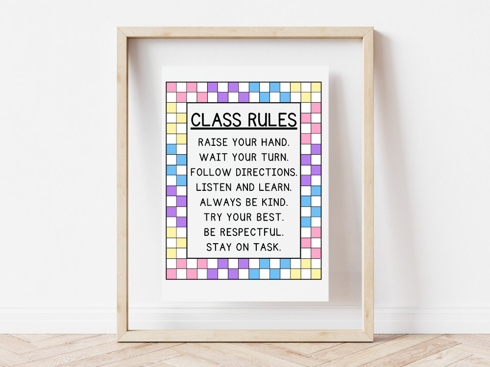 Classroom Rules Digital Download, Class Rules, Retro Classroom Rules ...