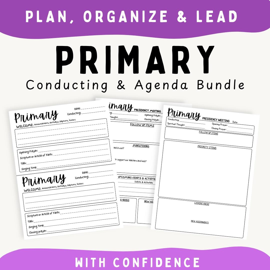 Primary Conducting Outline, Primary Presidency Meeting Agenda and ...