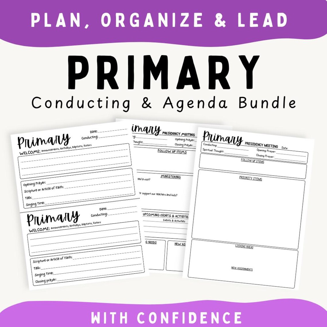Primary Conducting Outline, Primary Presidency Meeting Agenda and ...