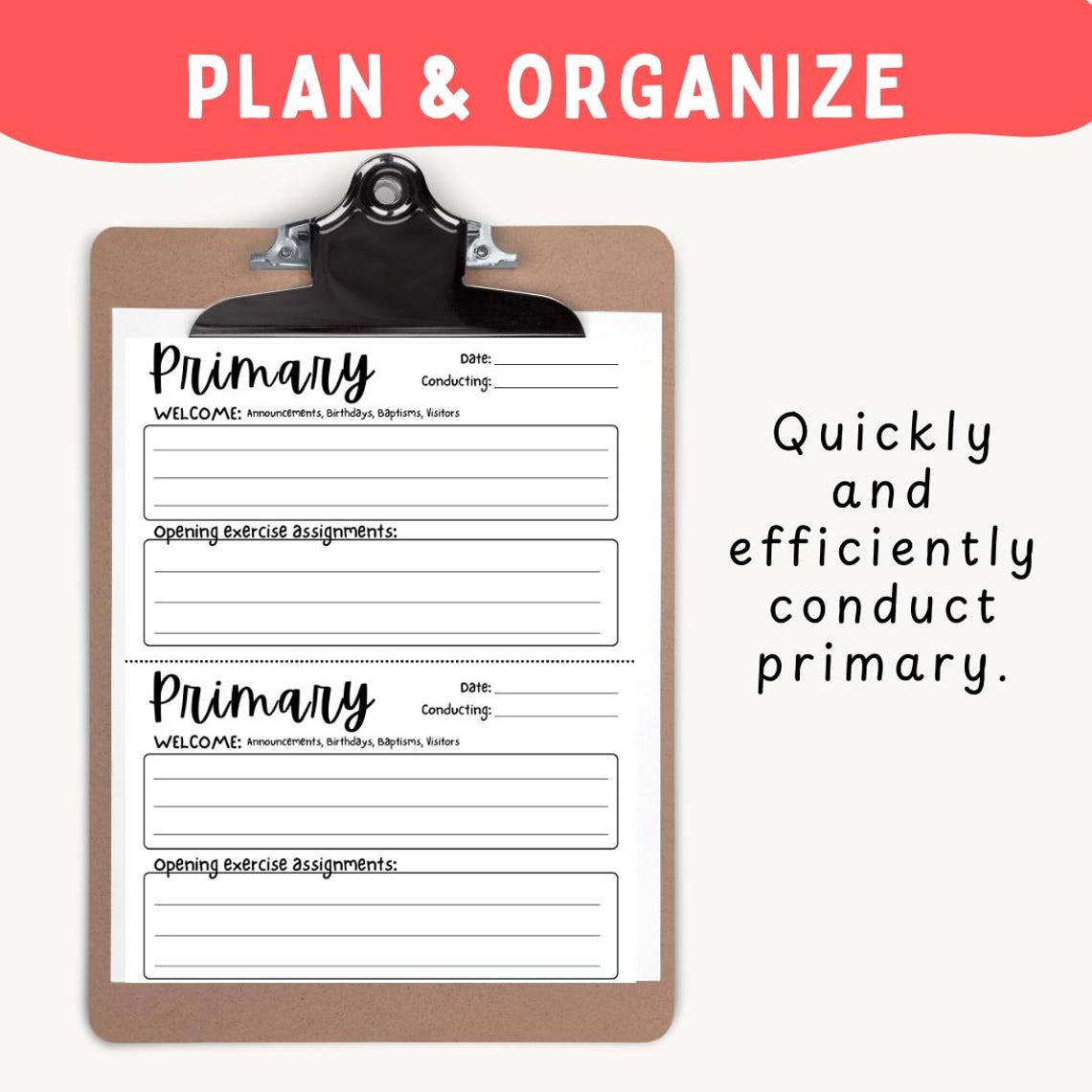 Primary Conducting Outline, Blank Primary Conducting Sheet, LDS Primary ...