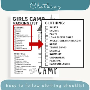 Girls Camp Checklist, Girls Camp Packing List, LDS Girls Camp Printable ...