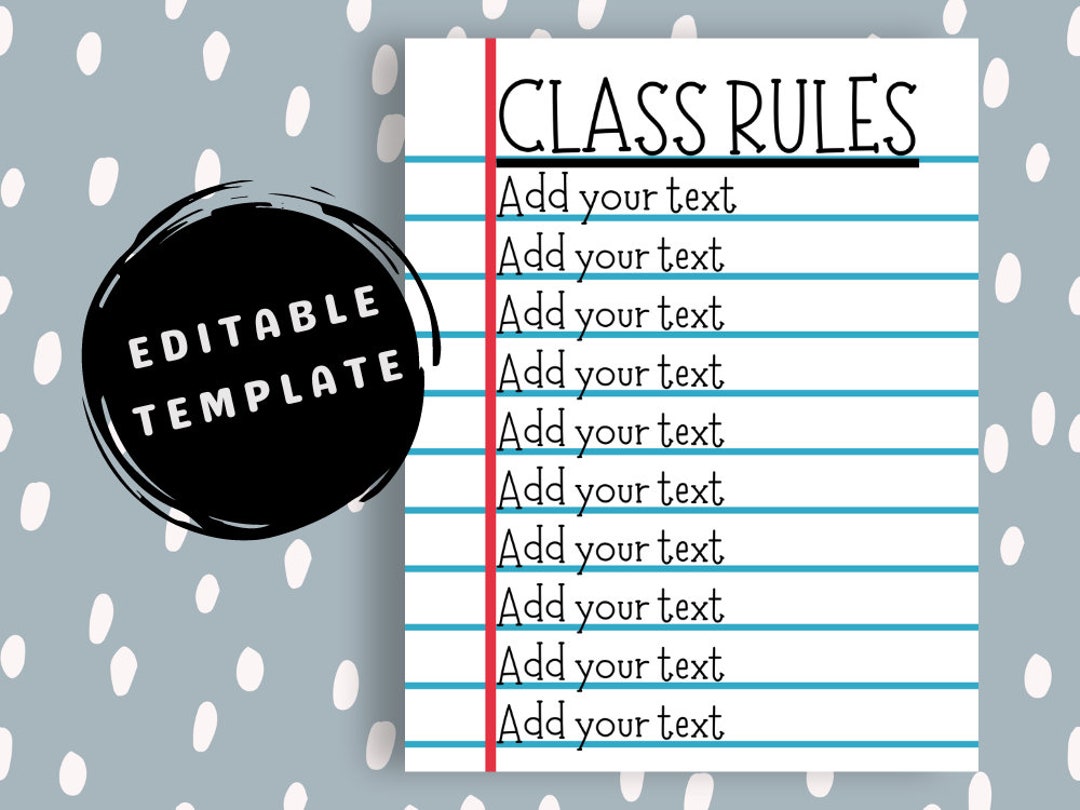 Custom Class Rules Template, Editable Class Rules, Custom Class Rules ...