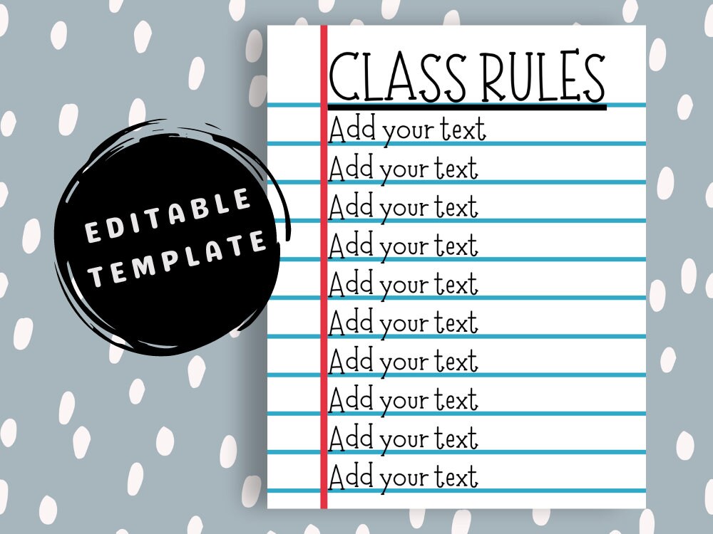 Custom Class Rules Template, Editable Class Rules, Custom Class Rules ...