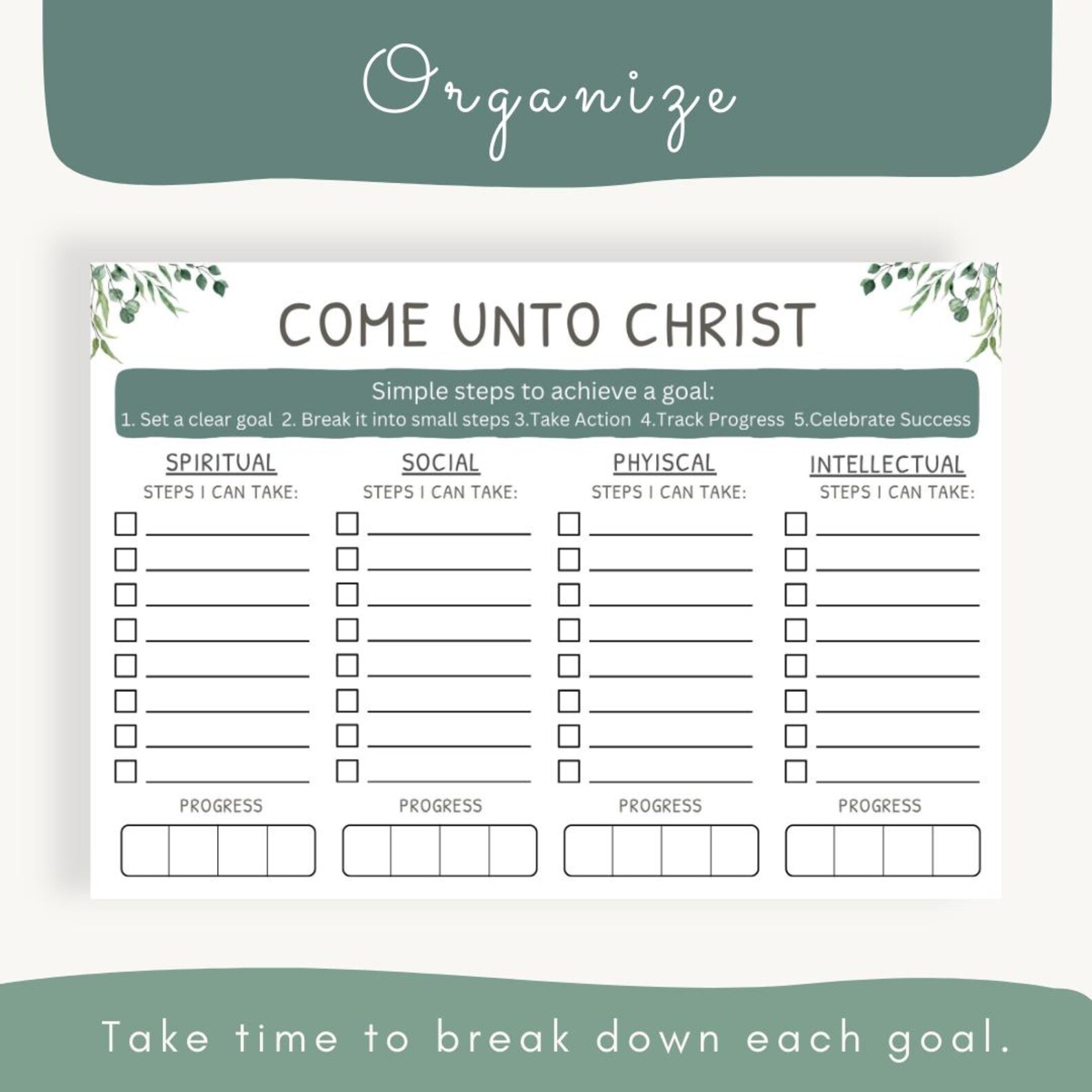 Look Unto Christ Printables, 2025 LDS Goal Setting, Youth Goals ...