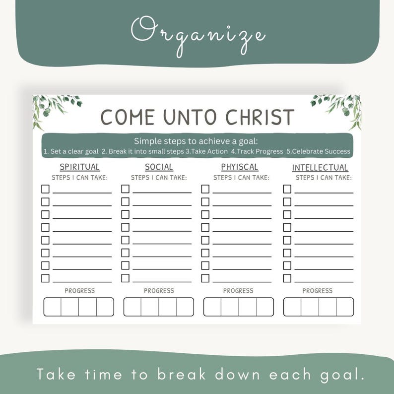 Look Unto Christ Printables, 2025 LDS Goal Setting, Youth Goals ...