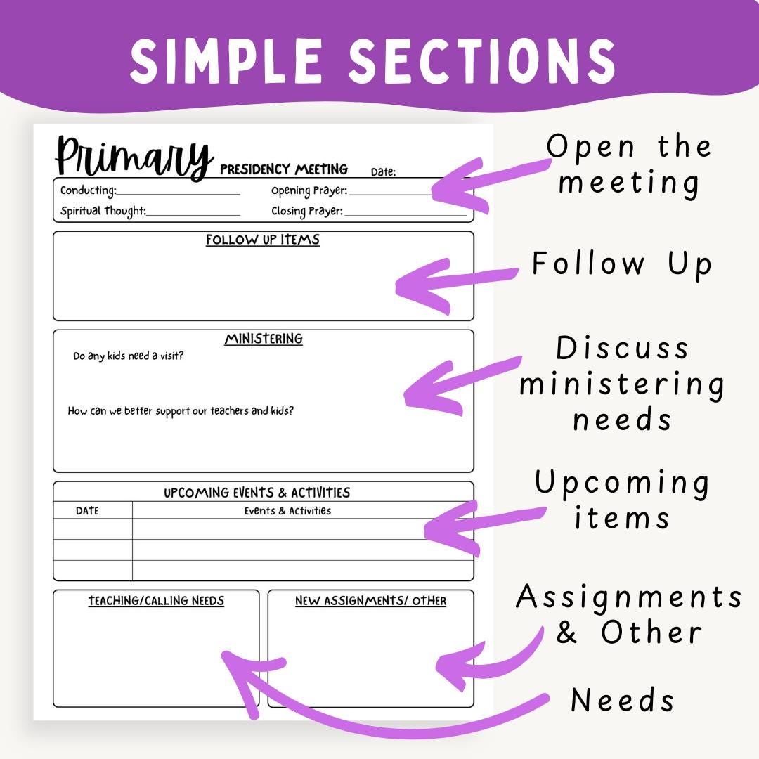 Primary Conducting Outline, Primary Presidency Meeting Agenda and ...