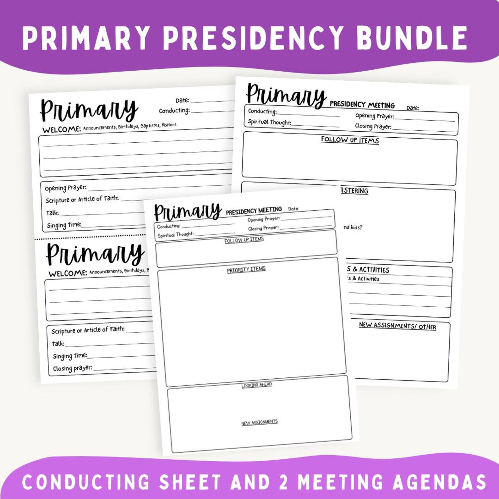 Primary Conducting Outline, Primary Presidency Meeting Agenda and ...