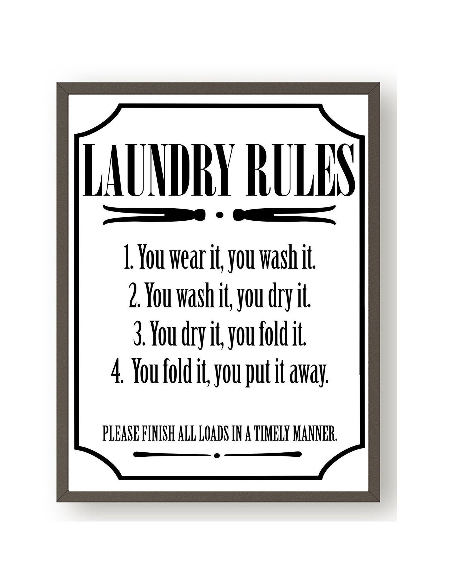 Laundry Room Sign, Laundry Guide, Laundry Rules Print, Farmhouse ...