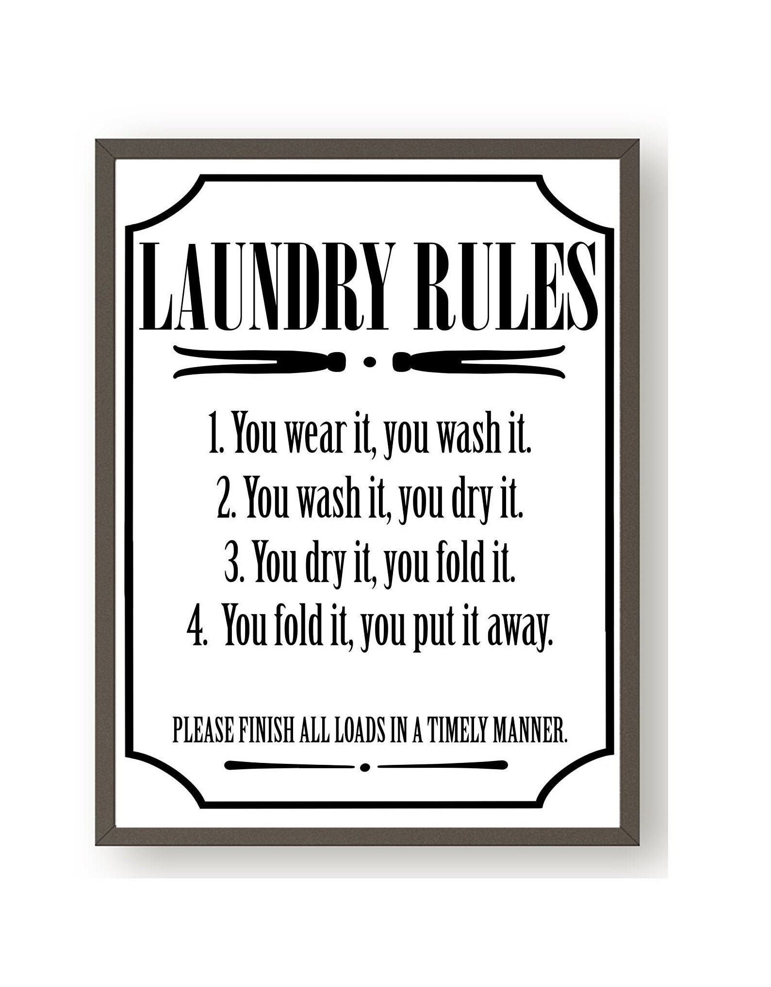 Laundry Room Sign, Laundry Guide, Laundry Rules Print, Farmhouse ...