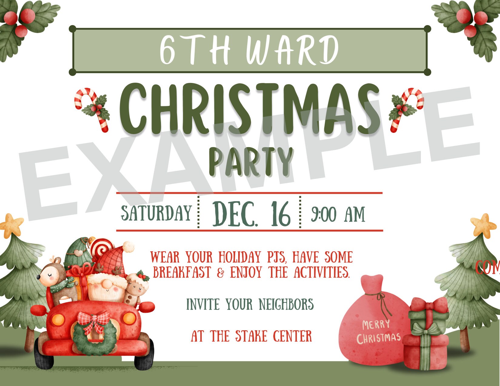 Editable Christmas Party Invitation, Custom Christmas Invite, Ward ...