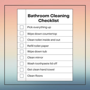 Simple Bathroom Cleaning Checklist, Chore List, Bathroom Cleaning Chart ...