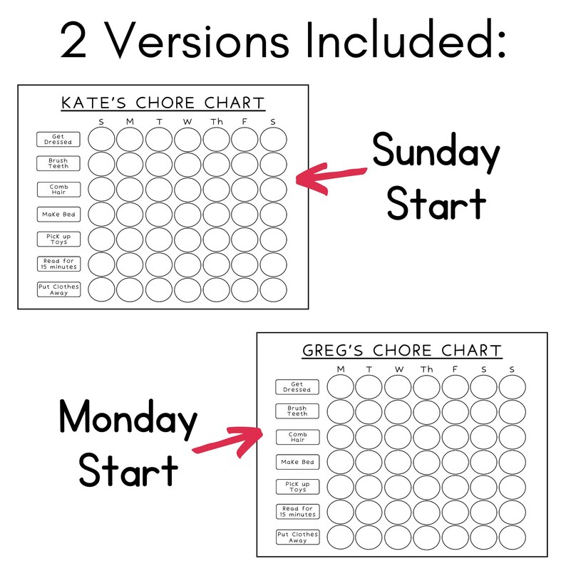 Editable Chore Chart, Kids Chore Chart, Chore Chart Printable ...