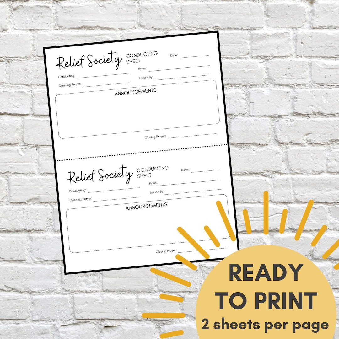 Relief Society Conducting Sheet, LDS Relief Society Conducting Outline ...