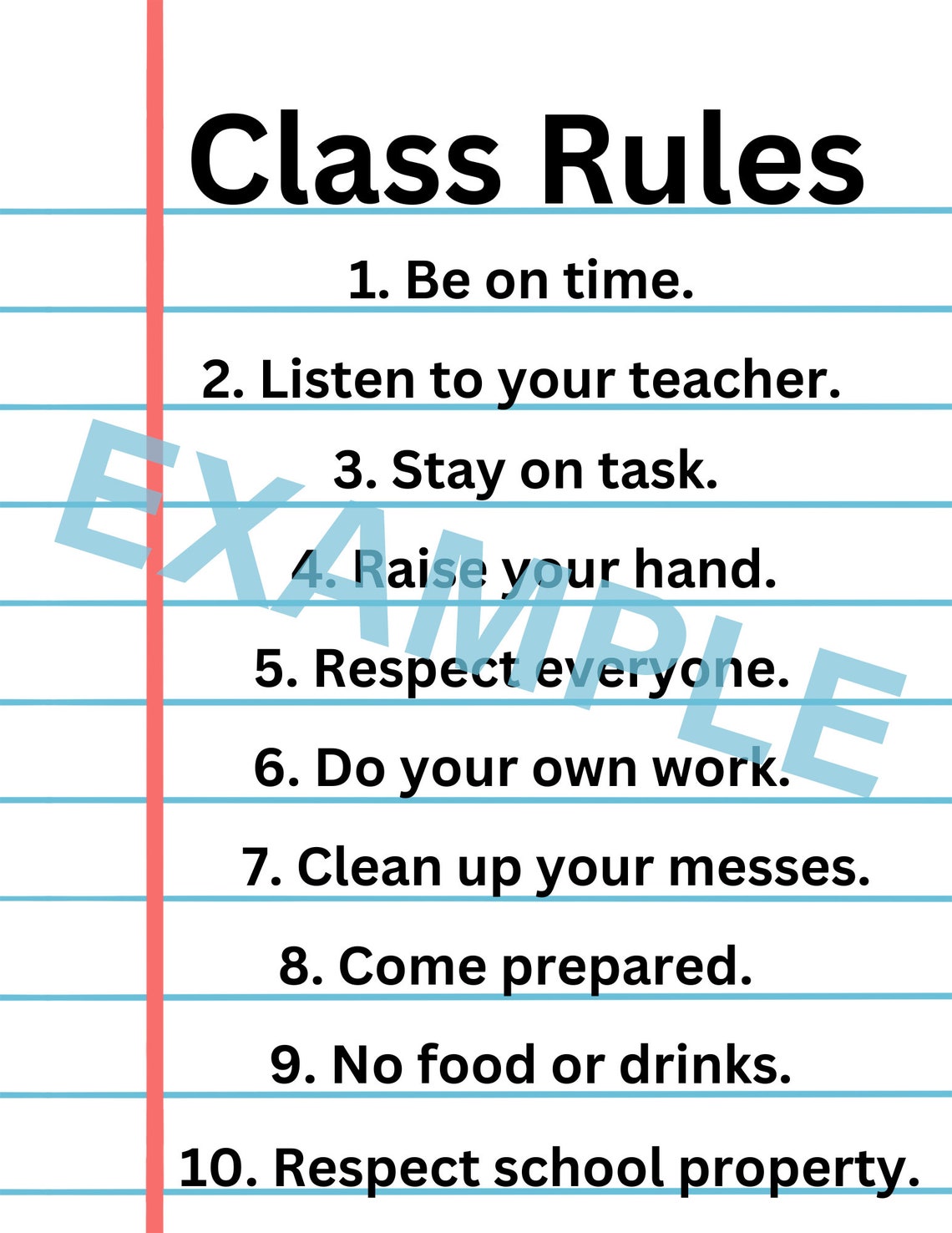 Custom Class Rules Template, Editable Class Rules, Custom Class Rules ...