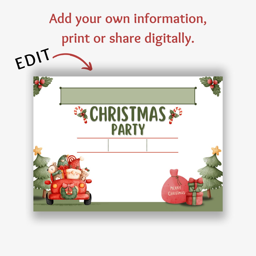 Editable Christmas Party Invitation Custom Christmas Invite - Etsy