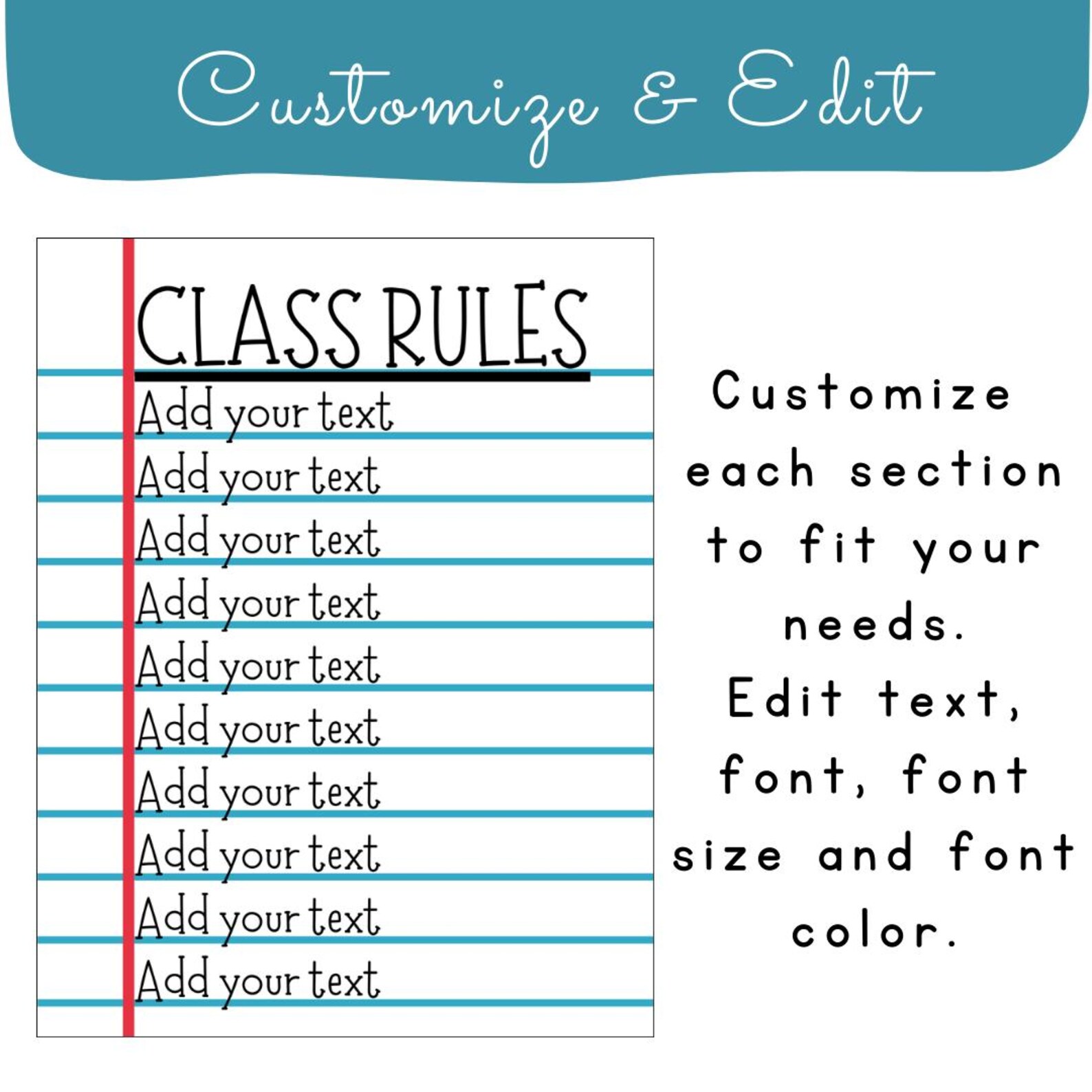 Custom Class Rules Template, Editable Class Rules, Custom Class Rules ...
