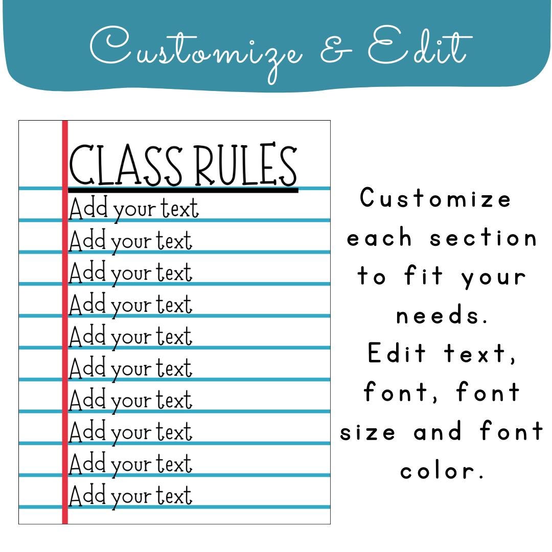 Custom Class Rules Template, Editable Class Rules, Custom Class Rules ...