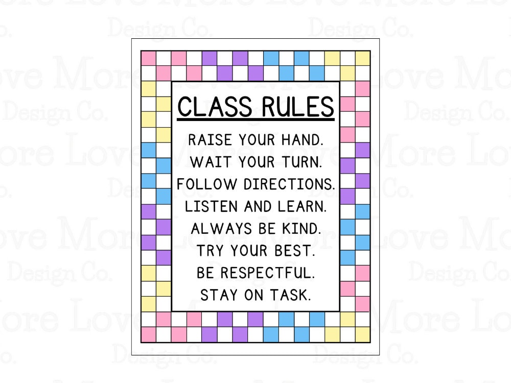 Classroom Rules Digital Download, Class Rules, Retro Classroom Rules ...
