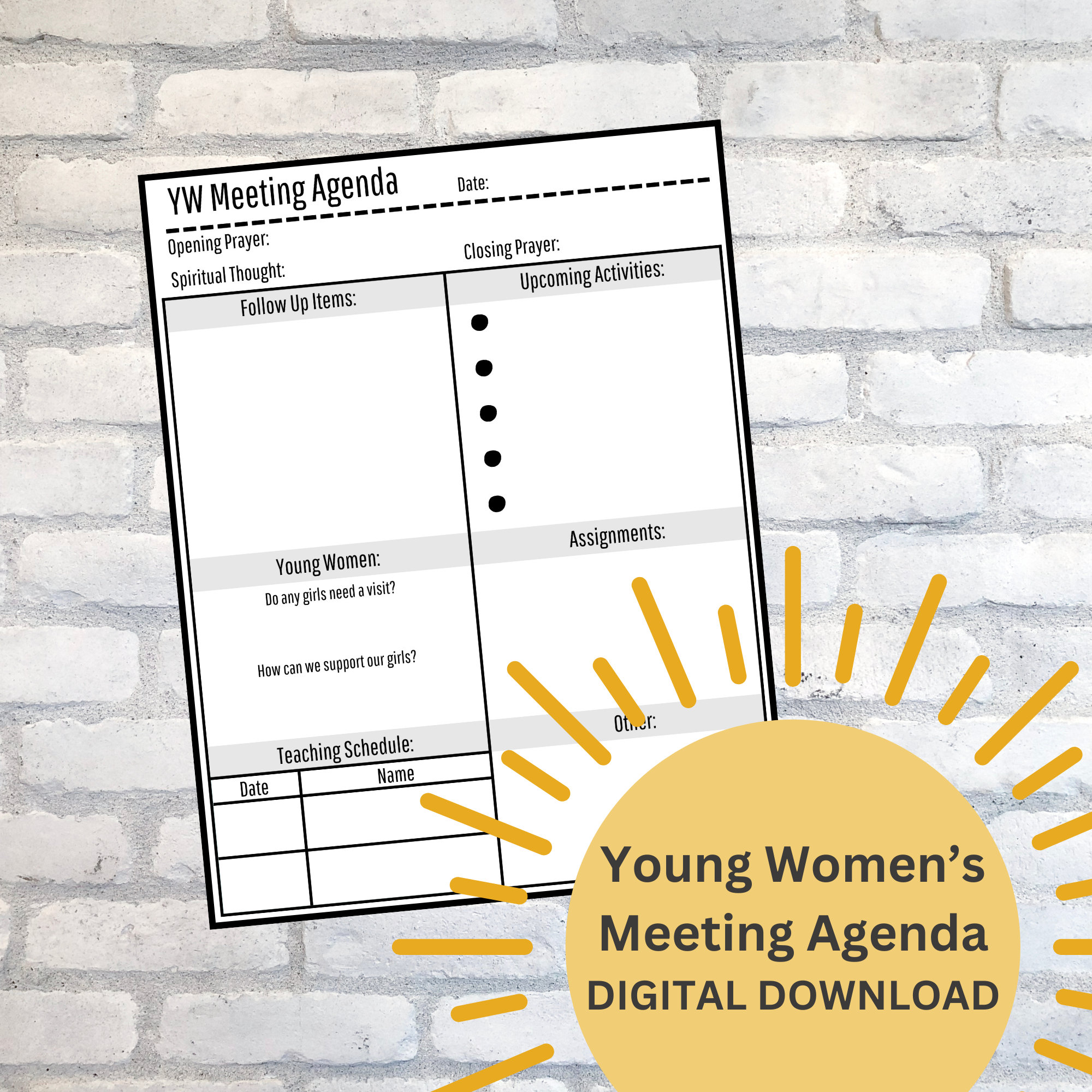 LDS Young Women's Meeting Outline, Young Womens Class Meeting, Young ...