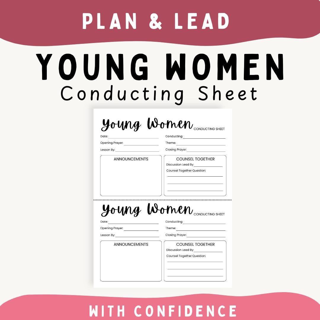 Young Women's Conducting Sheet, LDS Young Women Class Conducting, 2025 ...
