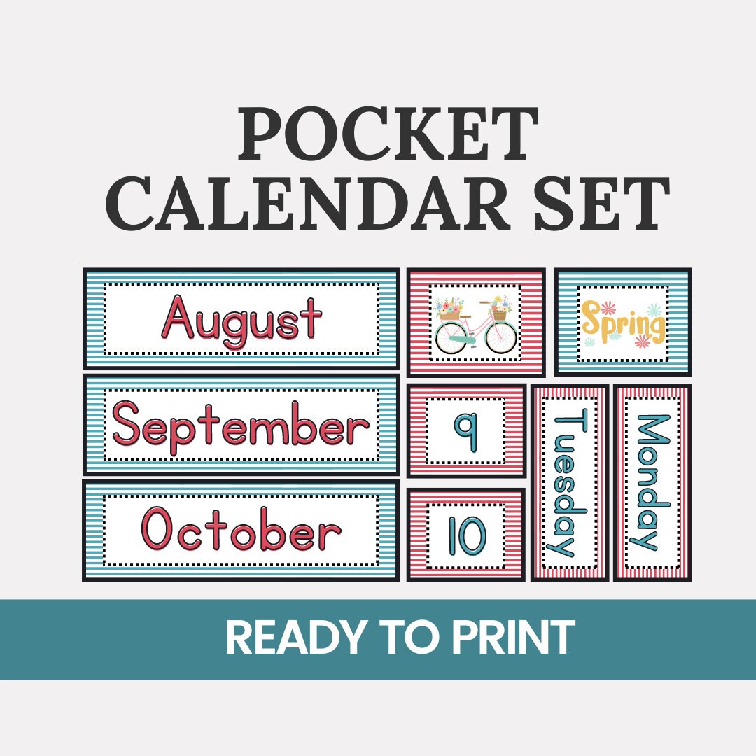 Classroom Calendar Set, Pocket Calendars, Pocket Chart, Calendar Set ...