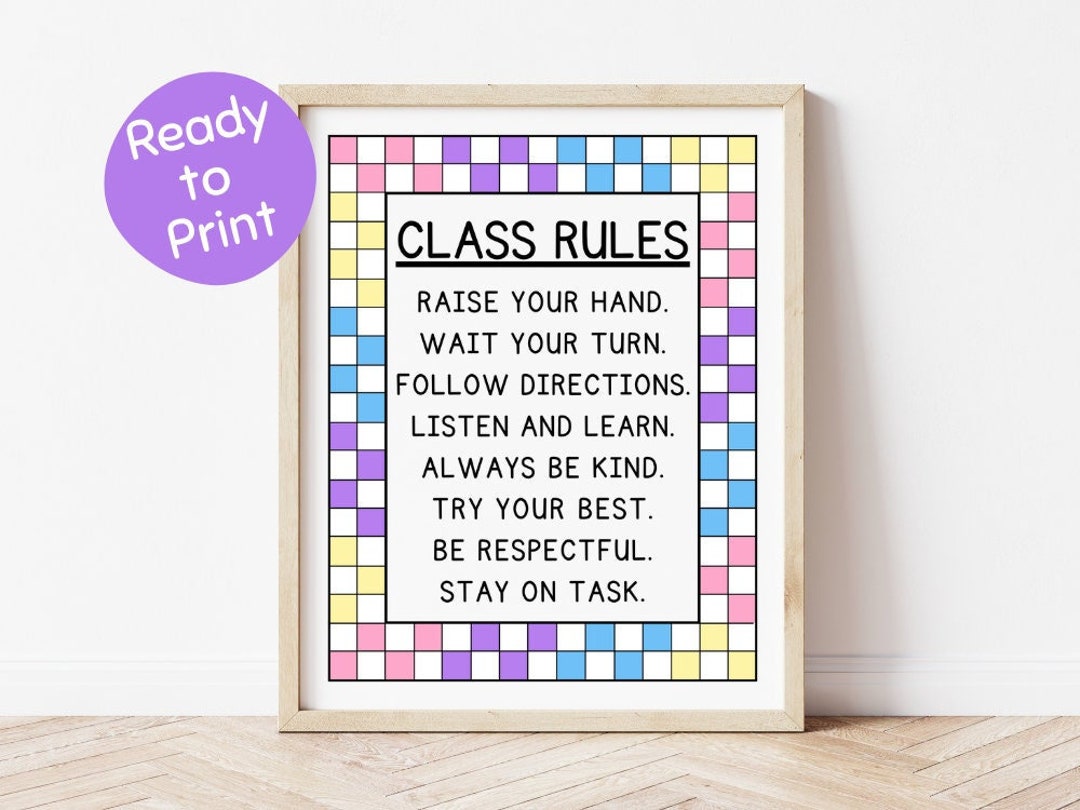 Classroom Rules Digital Download, Class Rules, Retro Classroom Rules ...