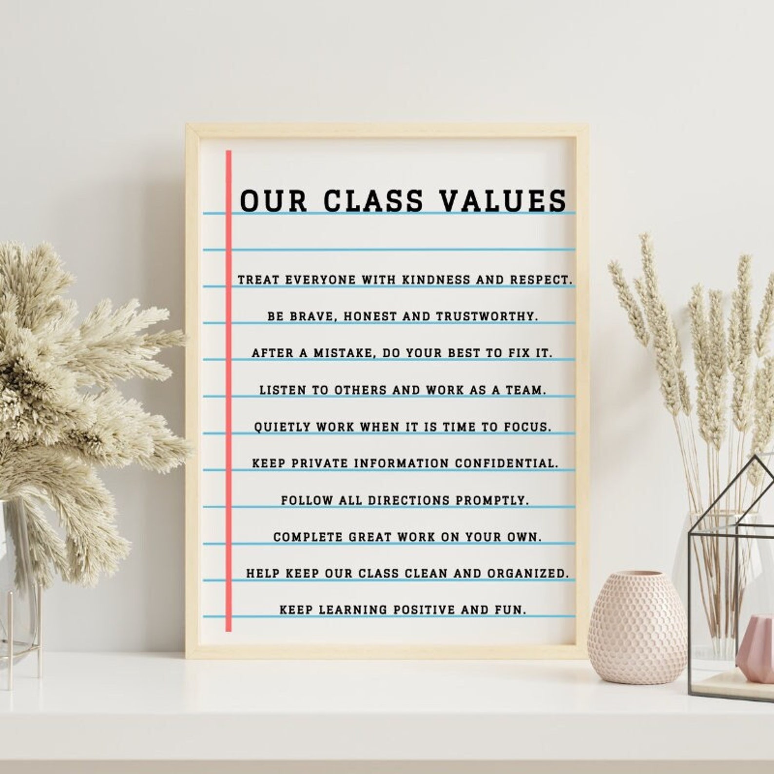 Class Rules Download, Classroom Values Printable, Middle School Class ...