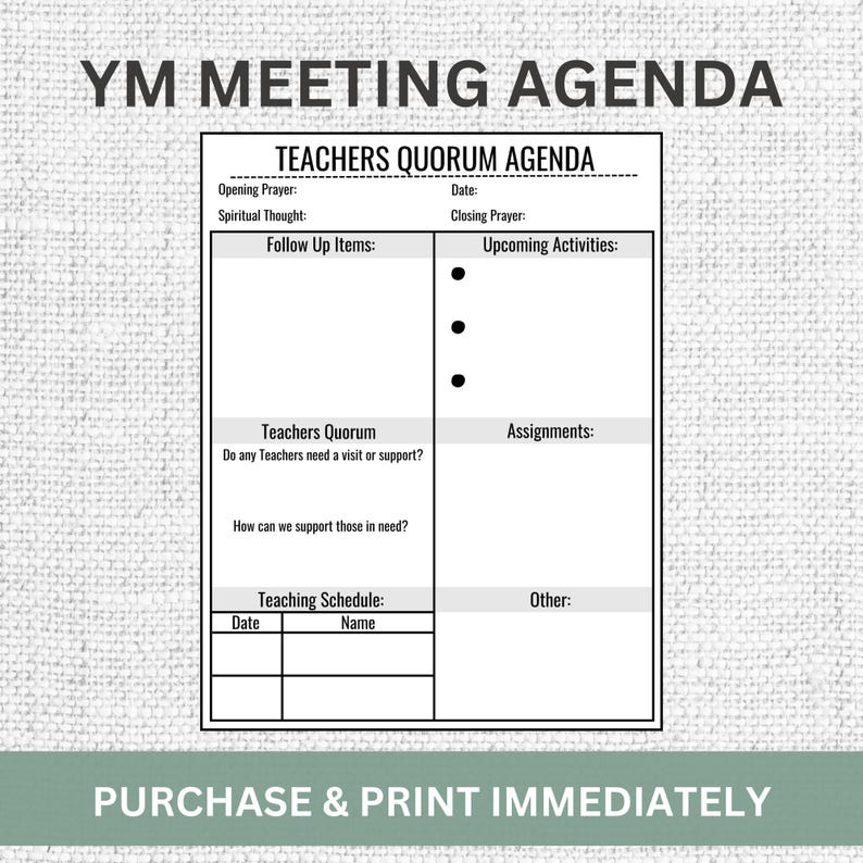 Young Men's Meeting Outline, LDS Young Men's Class Meeting, Teachers ...