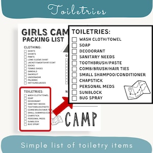 Girls Camp Checklist, Girls Camp Packing List, LDS Girls Camp Printable ...