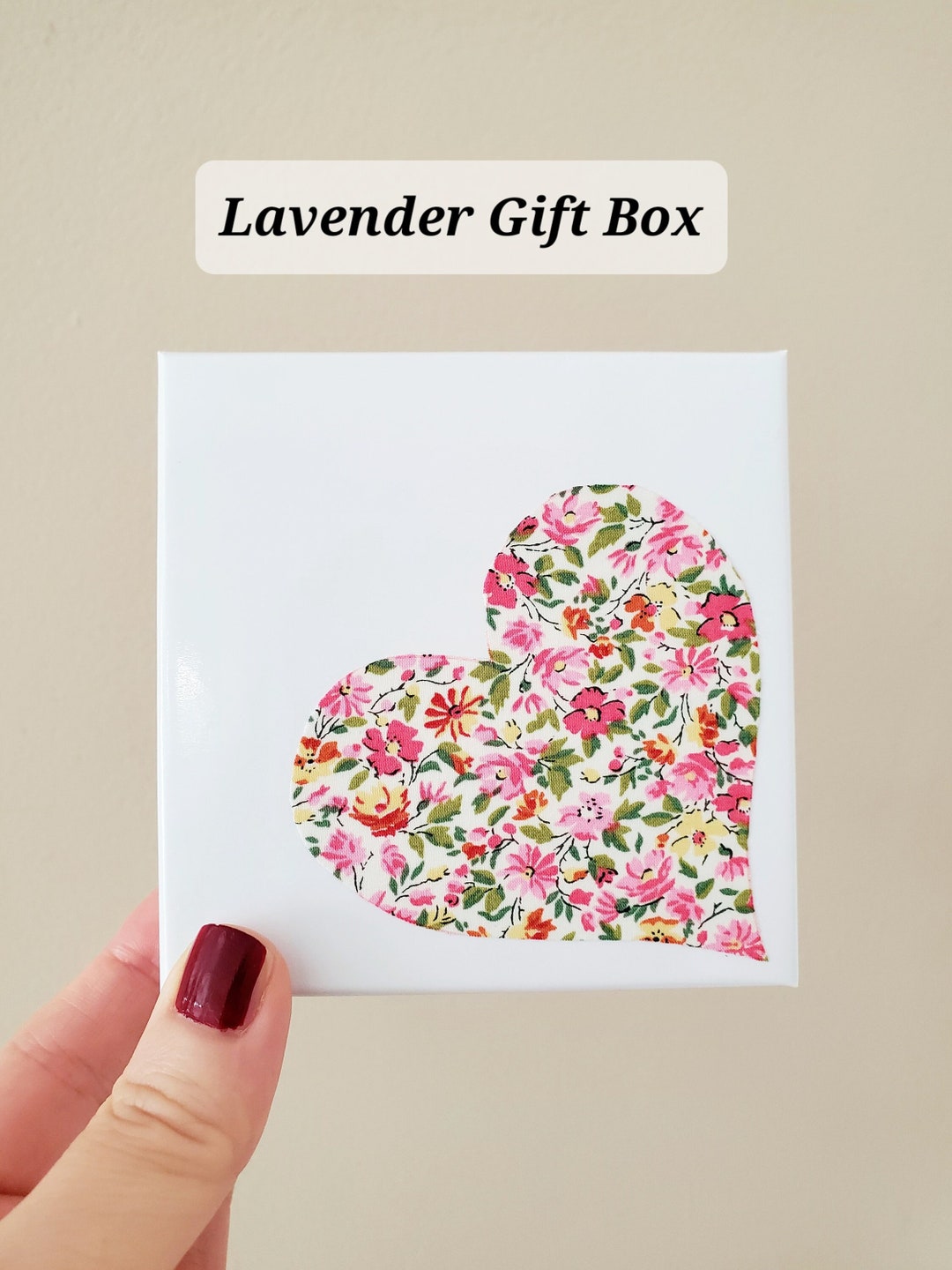 Liberty Gift Set / HEART Lavender Sachet, Handkerchief & White Gift Box ...