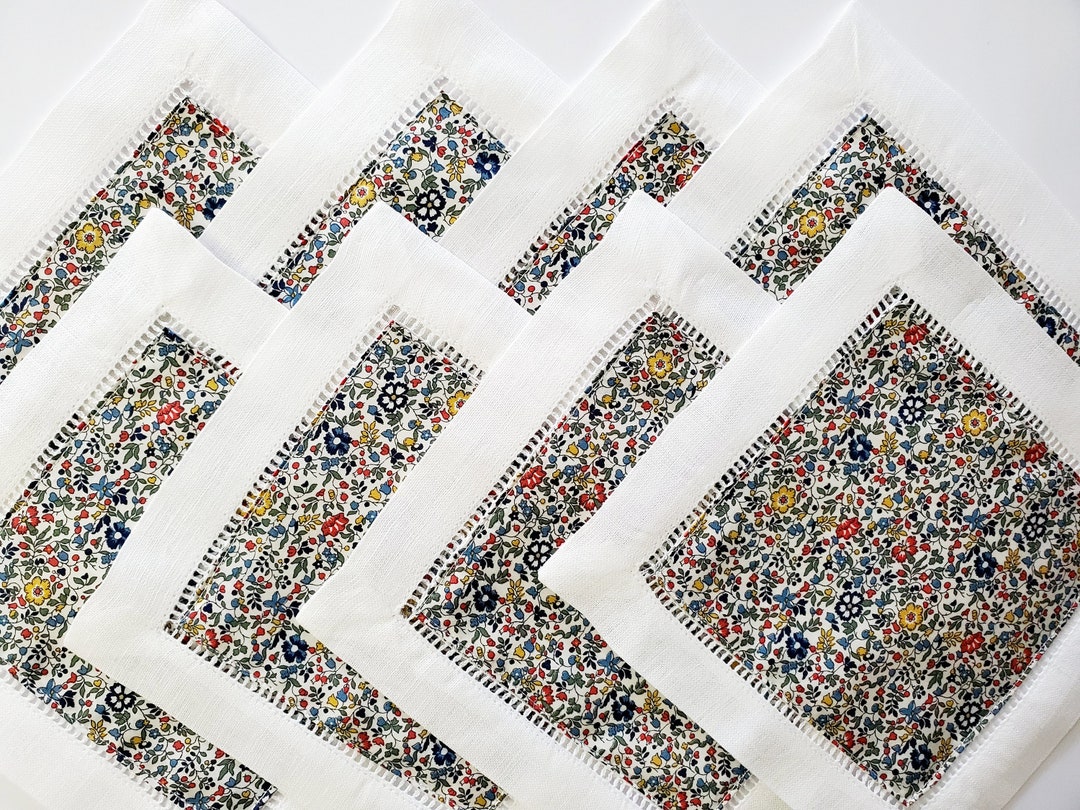 Liberty Cocktail Napkins, Linen Cloth Napkin Coasters - Liberty of ...