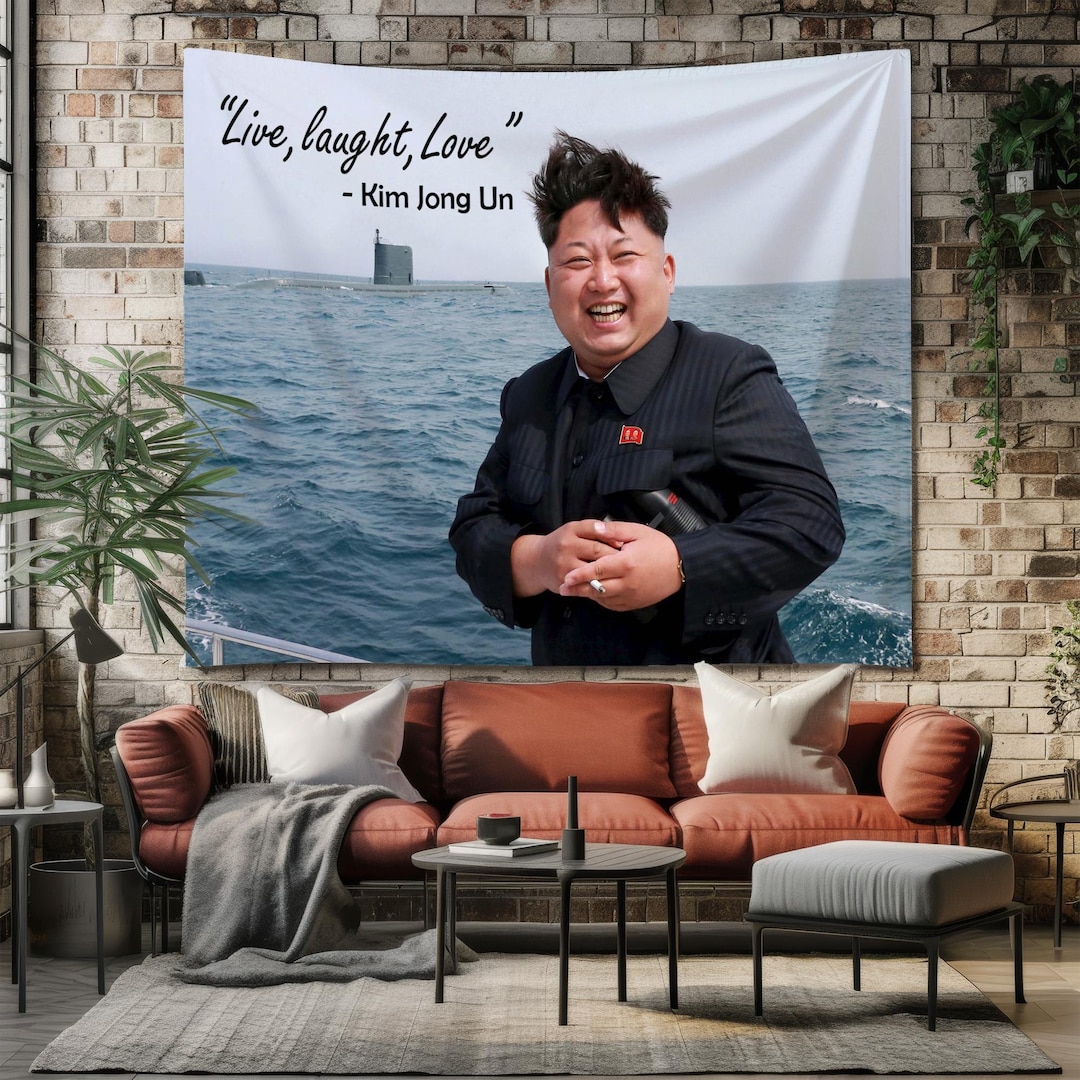 Live Laugh Love Kim Jong Un Tapestry, Funny Parody Wall Hanging, Humor ...