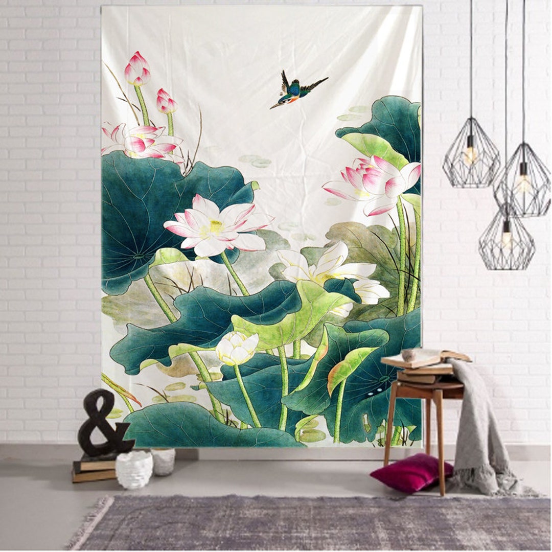 Lotus Flower Tapestry Lotus Wall Tapestry Zen Spiritual Hanging ...