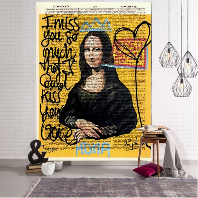 Graffinti Tapestry Mona Lisa Pop Art Wall Hanging Wall Art - Etsy