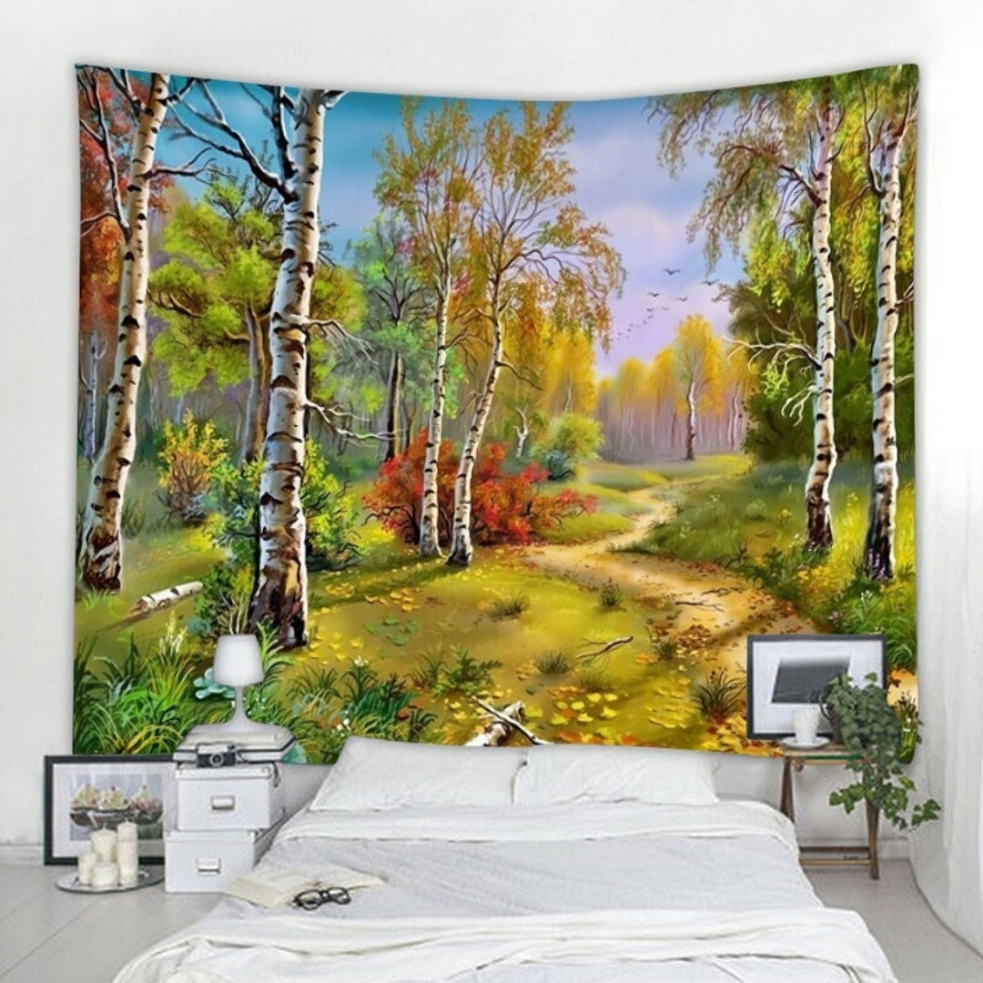 Birch Trees Tapestry Nature Wall Tapestry Art Wall Hanging Tapestries ...