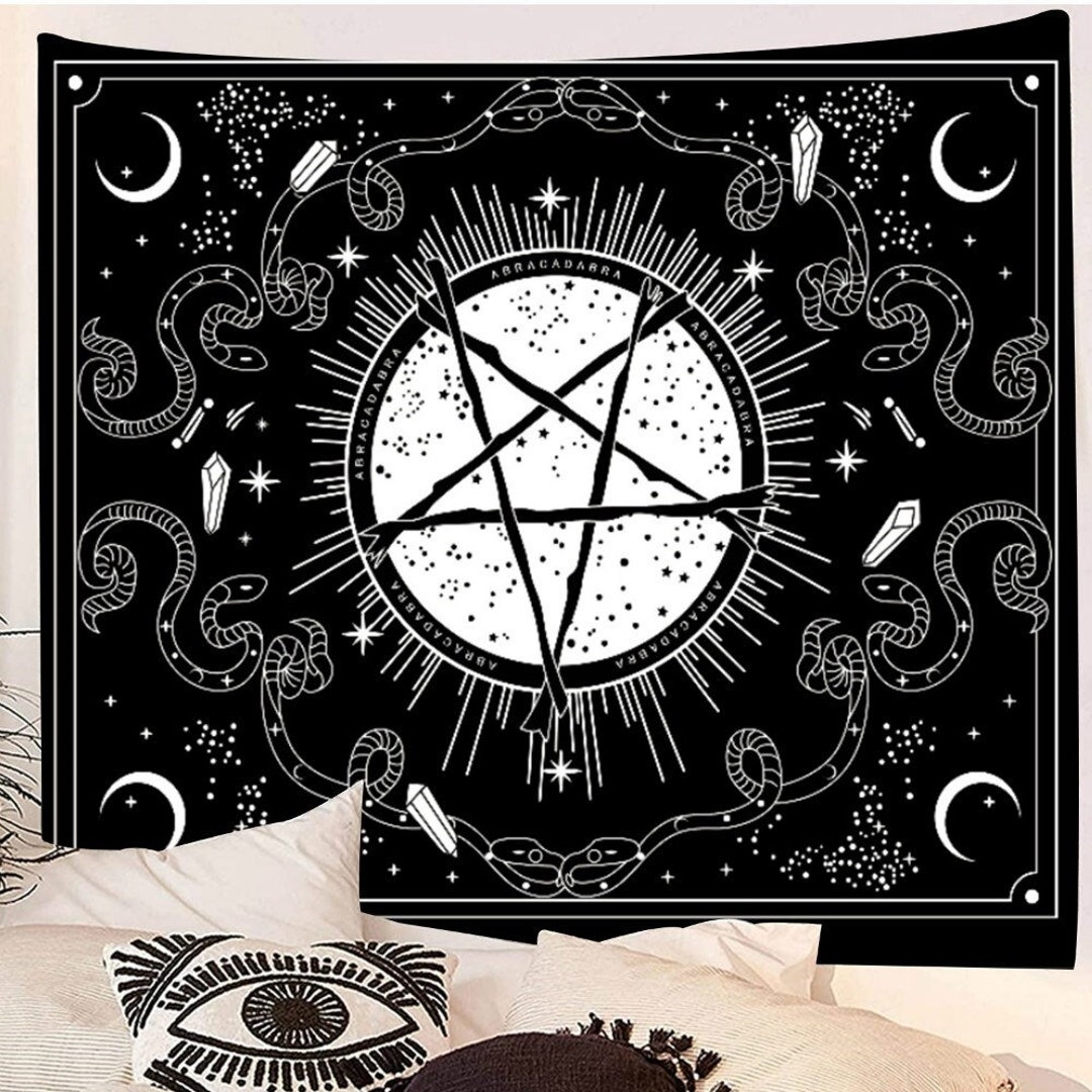 Emvency Pentagram Tapestry Occult Wall Hanging Satan Baphomet Reversed ...